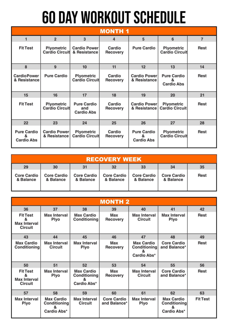Insanity Workout Calendar For 60 Days: PDF Version Available!