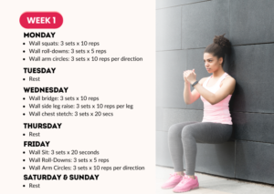 Wall Pilates Chart: 4-Weeks Challenge For Beginners