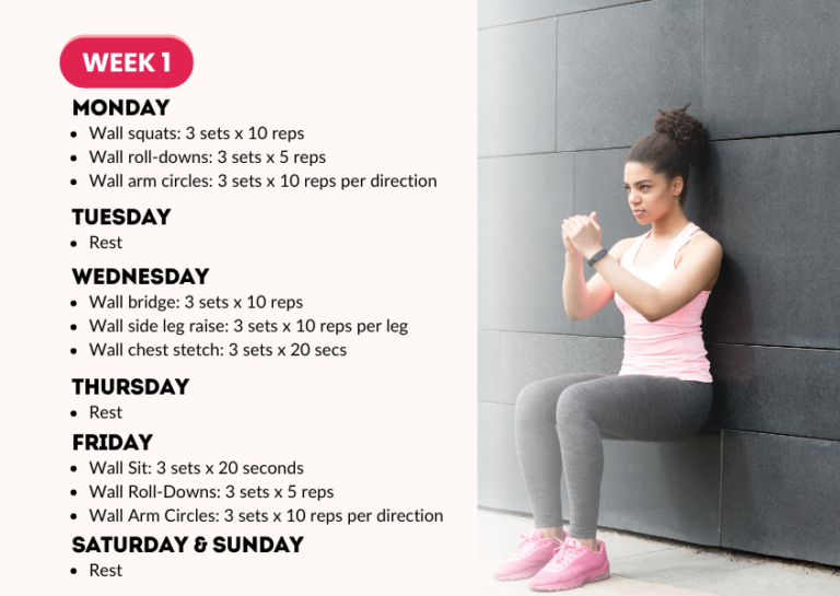 Wall Pilates Chart: 4-Weeks Challenge For Beginners